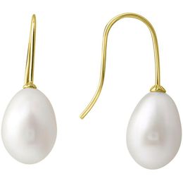 Paar Ohrhaken Firetti "Schmuck Geschenk, Ohrringe, Gold 375" Ohrringe Gr. Gelbgold 375-Perlen, weiß (gelbgoldfarben, weiß) Damen Ohrhaken