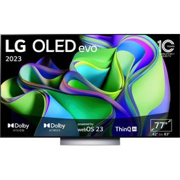 F (A bis G) LG OLED-Fernseher "OLED77C37LA" Fernseher schwarz LED Fernseher