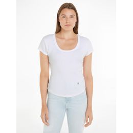 T-Shirt Tommy Hilfiger "SLIM RIB SCOOP NK CAP SLV" Gr. XXXL (46), weiß (white) Damen Shirts Jersey