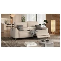 Sofanella Leder Sofa 3-Sitzer COMO Funktionscouch Relaxcouch - beige