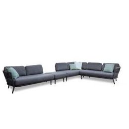 Sofanella Designer Gartenlounge BARCELONA Stoff Ecksofa Gartensofa - Grau