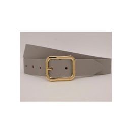 AnnaMatoni Ledergürtel mit goldener Schließe, grau