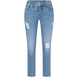 Slim-fit-Jeans MAC "Rich-Slim chic" Gr. 40, Länge 26, blau (destroyed summer blue wash) Damen Jeans Röhrenjeans
