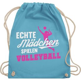 Shirtracer Turnbeutel Echte Mädchen spielen Volleyball weiß / fuchsia