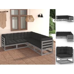 vidaXL Garten-Essgruppe 5-tlg Garten Lounge Set mit Kissen Kiefer Massivholz Holz Sitzgruppe S