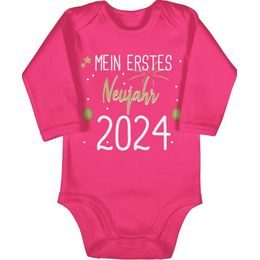 Shirtracer Shirtbody Mein 1. Neujahr weiß 2024 Silvester Baby
