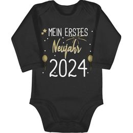 Shirtracer Shirtbody Mein 1. Neujahr weiß 2024 Silvester Baby