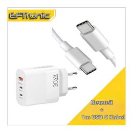 EFTronic USB C Schnell Ladegerät für iPhone Samsung Laptop 30W mit Ladekabel USB-Ladegerät (100cm USB C 60W Kabel