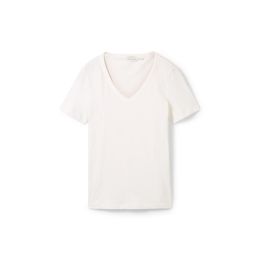 Tom Tailor Damen T-Shirt mit Bio-Baumwolle, weiß, Uni, Gr. L