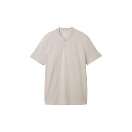 Tom Tailor Denim Herren Basic Poloshirt mit Bomberkragen, grau, Uni, Gr. XL