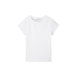 Tom Tailor Denim Damen T-Shirt mit Ärmeldetails, weiß, Uni, Gr. XXL