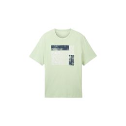 Tom Tailor Herren Plus - T-Shirt mit Bio-Baumwolle, grün, Print, Gr. 4XL