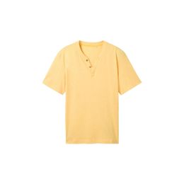 Tom Tailor Herren Serafino T-Shirt, gelb, Uni, Gr. XXL