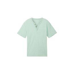 Tom Tailor Herren Serafino T-Shirt, grün, Uni, Gr. XXXL