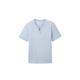 Tom Tailor Herren Serafino T-Shirt, blau, Uni, Gr. XL