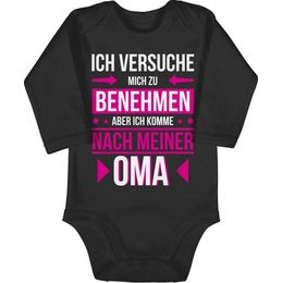 Shirtracer Shirtbody Ich versuche mich zu benehmen aber ich komme nach meiner Oma Sprüche Baby