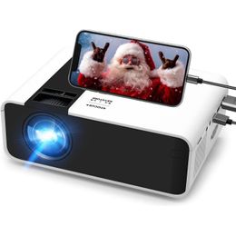 Jimwey Bildschirmspiegelung Mini Portabler Projektor (6500 lm