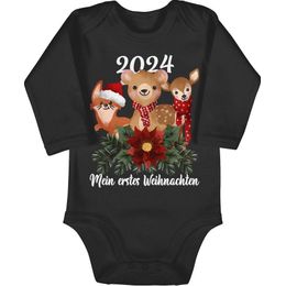 Shirtracer Shirtbody 2024 Mein erstes Weihnachten mit süßen Tieren