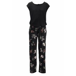 Lascana Overall 'LS Overall black-flower' Damen Gr&ouml;&szlig;e XL rosa / schwarz
