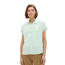 Tom Tailor Blusenshirt Gestreifte Kurzarm Bluse Übergröße Shirt 5364 in Grün