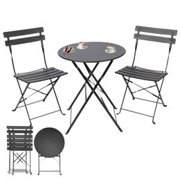 ALBATROS Bistroset 3-teilig Schwarz – Bistrotisch mit 2 Stühlen – klappbare Stühle und Tisch aus robustem Metall – optimal als Balkonmöbel Set oder Gartenmöbel in modernem Design