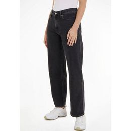 Tommy Jeans Loose-fit-Jeans BETSY MR LS CG4139 mit Markenlabel auf dem Bund, schwarz