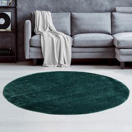 Hochflor-Teppich Home Affaire "Malin" Teppiche Gr. L: 140 cm Ø 140 cm, 43 mm, 1 St., grün (emerald) Esszimmerteppiche