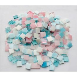 Minkurow - Set mit 560 Buntglas-Mosaikfliesen zum Basteln – 1 cm x 1 cm quadratische Formen – Wohnaccessoires, Teller, Bilderrahmen usw. (Farbe Blau
