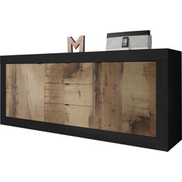 Sideboard Lc "Basic" Sideboards Gr. B/H/T: 210 cm x 86 cm x 43 cm, 3, schwarz (schwarz matt, pero) Sideboards