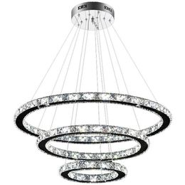 Hengmei - Pendelleuchten led Kronleuchter Hängelampe Kristall Pendelleuchte 96W Dimmbar Deckenleuchte Hängeleuchte Drei Ringe (Dimmbar, 96W)