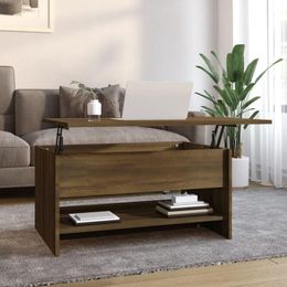 Couchtisch,Sofatisch Kaffeetisch, Wohnzimmertisch im Industrie-Design Braun Eichen-Optik 80x50x40 cm Holzwerkstoff -FV56843 - Braun