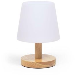 Kave Home - Tischlampe Ambar aus Polyethylen und Holz - Mehrfarbig