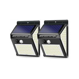 Solarleuchte für den Außenbereich, 2er-Pack 144 led Solarleuchte IP65 wasserdichte LED-Außenleuchte mit Bewegungssensor, kabellose