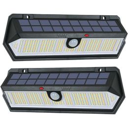 Solar-Außenlampe, Gartenlampe, wasserdichter Spot 315 led, Bewegungsmelder, Beleuchtung 3000K-7000K (2pc) - Aiskdan