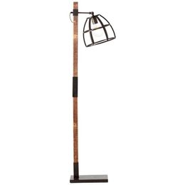 Lampe Matrix Wood Standleuchte 1flg schwarz stahl/holz 1x A60, E27, 60W, geeignet für Normallampen (nicht enthalten) Kopf schwenkbar - Brilliant