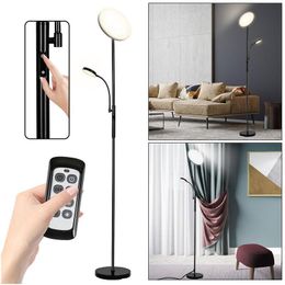 VINGO 27+7W led Stehleuchte Dimmbar, Moderne Stehlampe, Deckenfluter mit 2 Lampen, Ecklampe mit Fernbedienung, 175cm - schwarz