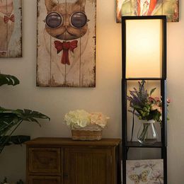 Stehlampe aus Holz 26×26×159cm schwarz Einfach und großzügig Schlafzimmer Wohnzimmer Display