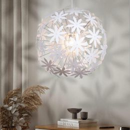Globo - Hängeleuchte Pendelleuchte Esstischleuchte Wohnzimmer zum Stecken in Blütenform, Kunststoff weiß, 1x E27, DxH 60x150 cm