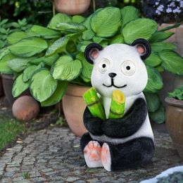 Globo Led Solarleuchte Gartendeko Außenlampe Gartenleuchte Panda schwarz weiß, Kunststoff, led warmweiß, LxBxH 18,3x22,8x29,3 cm