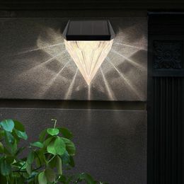 Globo Solar Außenwandlampe Gartendeko LED Wandleuchte Aussen, Kristalle, Diamant Design, warmweiß, BxH 9,8 x 12 cm