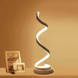 Minkurow - Spiral-LED-Tischlampe, gebogene LED-Schreibtischlampe, modernes, minimalistisches Design, 12 w, warmweißes Licht, kreative