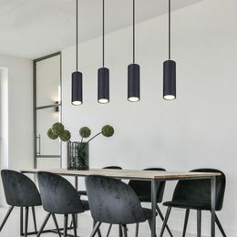 Globo Hängelampe Pendelleuchte schwarz Deckenlampe 4-flammig Esstisch Schlafzimmerleuchte hängend, Metall matt, 4xGU10 Fassungen Metall, LxBxH 65x6x120 cm