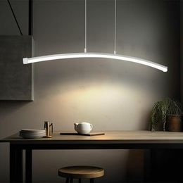 etc-shop - led Hängeleuchte silber Pendelleuchte Esszimmerlampe hängend, Metall, 1x 12W 960Lm warmweiß, LxBxH 100x2,5x150 cm