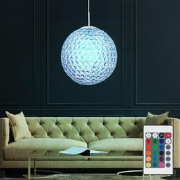 etc-shop 9 Watt RGB LED Hänge Leuchte Kristall Kugel Pendel Lampe Farbwechsel Beleuchtung