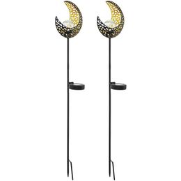 etc-shop 2x led Solar Steck Erdspieß Lampe Park Deko Strahler Hof Leuchte schwarz gold