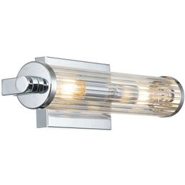 etc-shop Wandlampe Wandleuchte Badezimmerlampe chrom Feuchtraum Glas IP44 h 40,7 cm