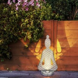 etc-shop Solarlampen für außen Garten Deko draußen Figuren Solar Buddha, IP44, Akku, Metall Kunststoff, 1x led 2700K, LxBxH 19x12x36cm