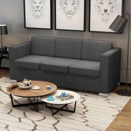 Prolenta Premium 3-Sitzer Sofa Stoff Dunkelgrau - Grau