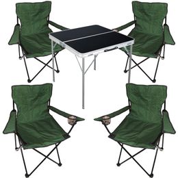 Mojawo 5-teiliges Campingmöbel Set Schwarz - Grün-MMC330883B+4xMPO2432