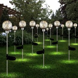 etc-shop 12er Set led Außen Steck Lampen solar Kugel Strahler Garten Beleuchtung Hof Erdspieß Leuchten